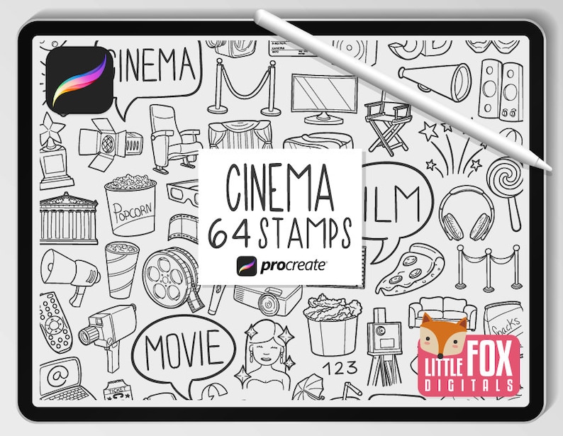 CINEMA STAMPS Procreate Brushes Movie Night Icons Film - Etsy