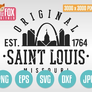 SAINT LOUIS, Missouri Silhouette Vector Skyline. St Louis City Landmark ...