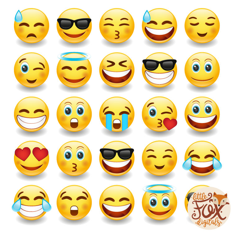 Emoji Smile Emoticon Clip Art Set Digital Illustration | Etsy Canada
