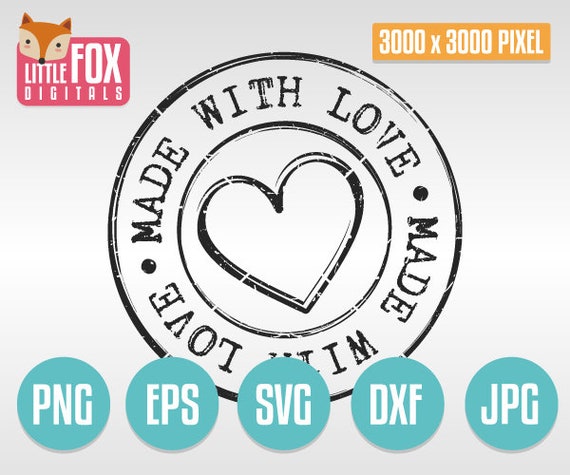 MADE With LOVE SVG Stamp Grunge. Cut File Heart Silhouette. | Etsy