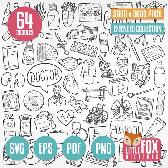 DOCTOR SVG Doodle Icon Vector. Hospital Medical Center | Etsy