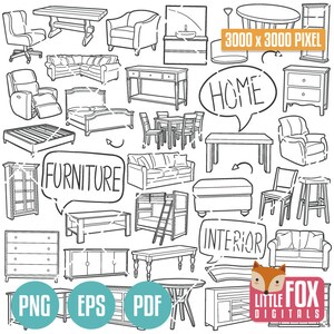 HOME Bundle. House Rooms Room Doodle Icons. Kitchen Clip Art Doodle ...