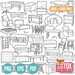 HOME Bundle. House Rooms Room Doodle Icons. Kitchen Clip Art Doodle ...