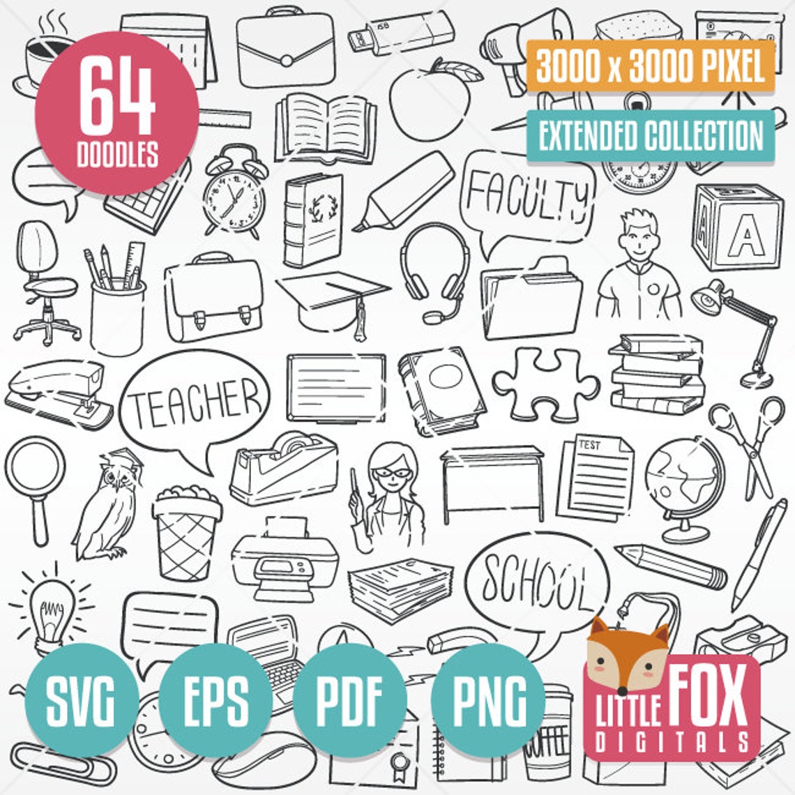 TEACHER SVG School Learn Doodle. Lifestyle Teacher Icons Clipart ...