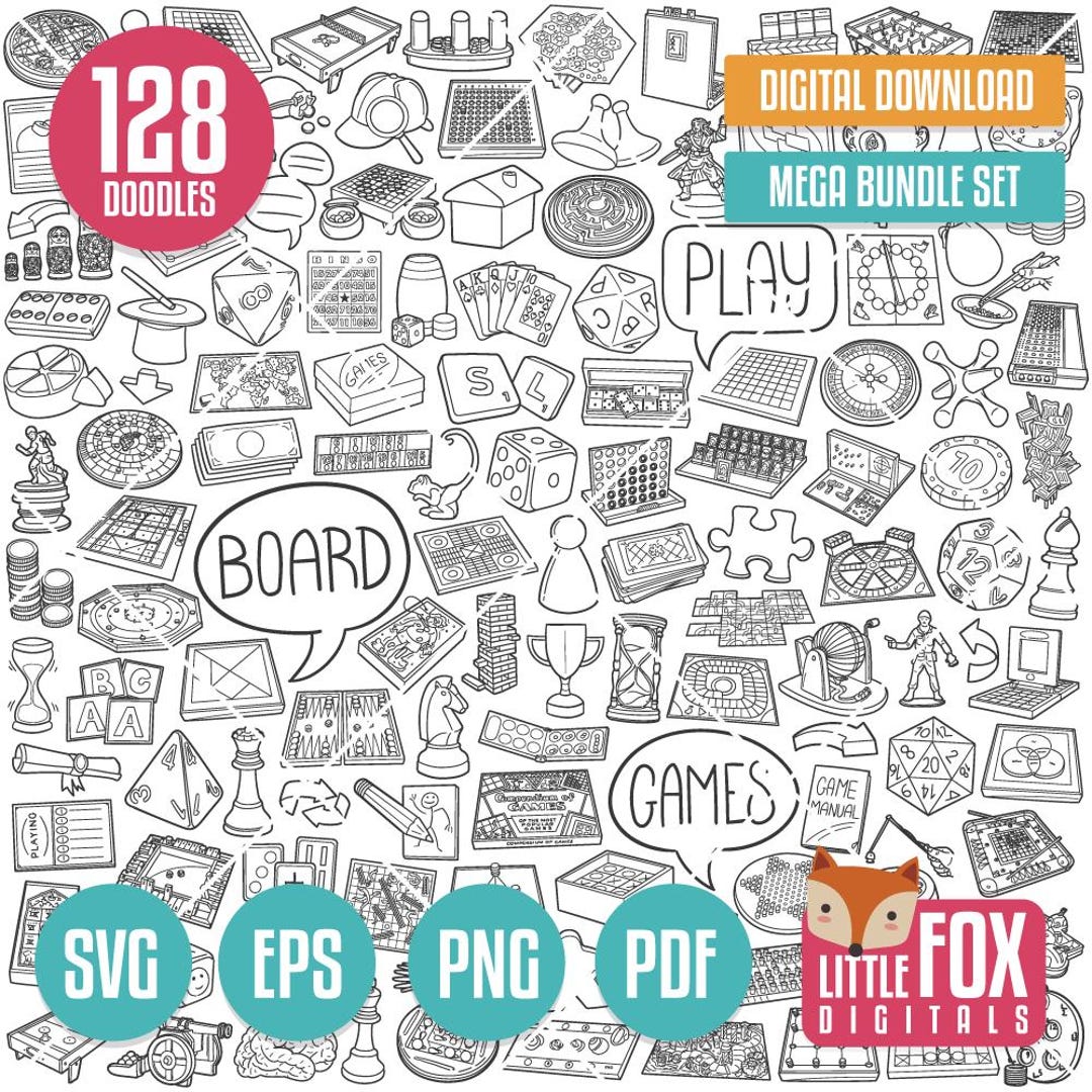 MEGA BUNDLE BOARDGAMES Svg Doodle Vector Icons. Illustration Clipart ...