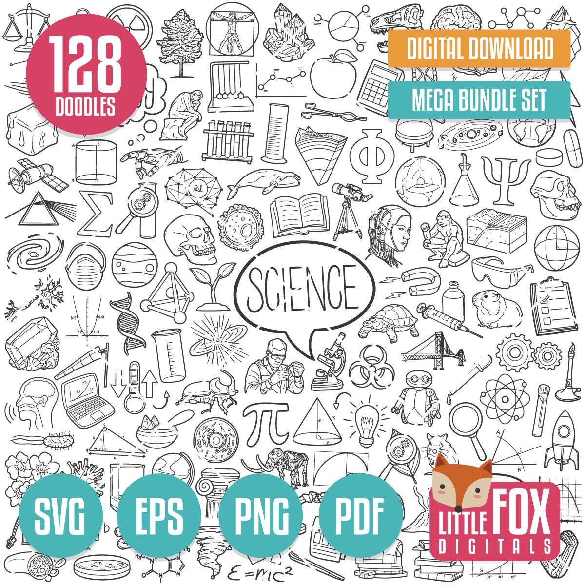 MEGA BUNDLE SCIENCE Svg Doodle Vector Icons. Illustration Clipart ...