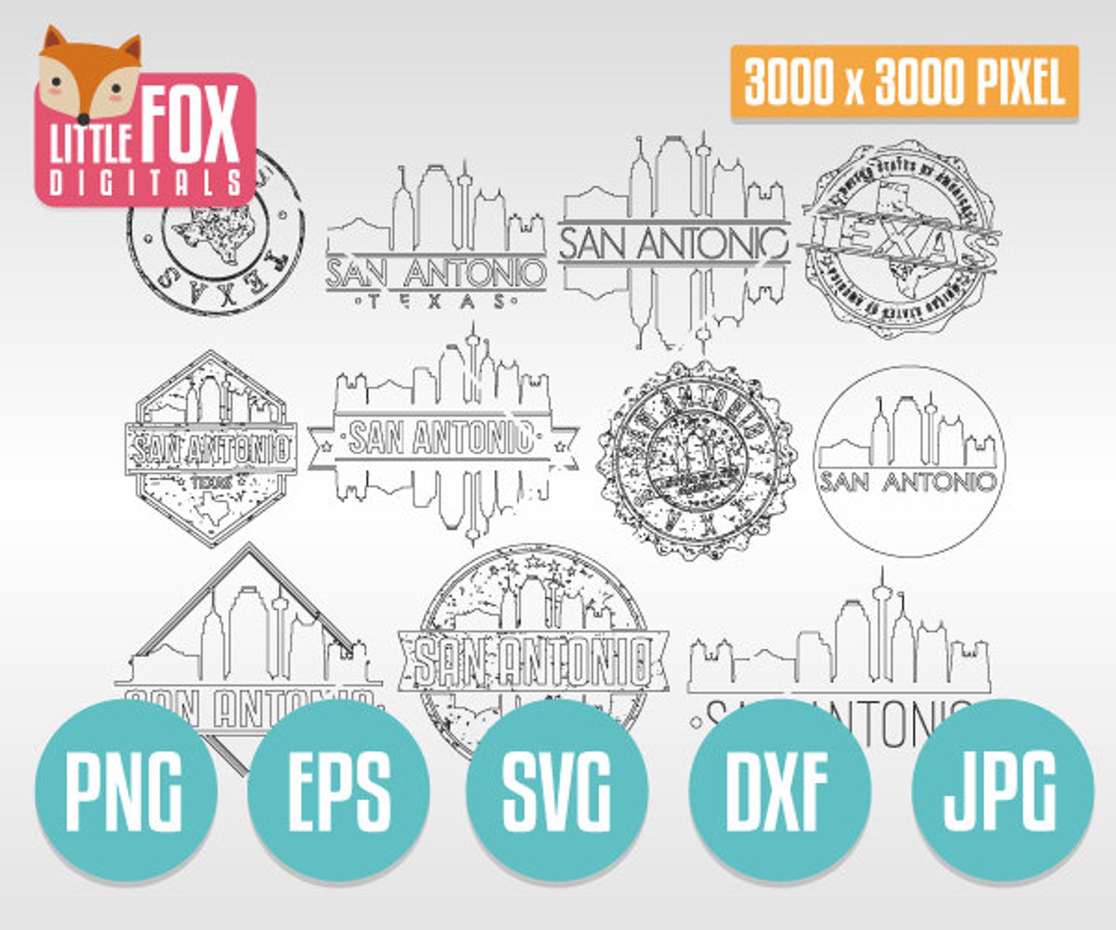 SAN ANTONIO Stamps. Svg Cut File Texas. Svg Skyline San - Etsy