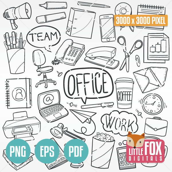 OFFICE Doodle Vector Icons. Work Items Objects Doodle Icons - Etsy