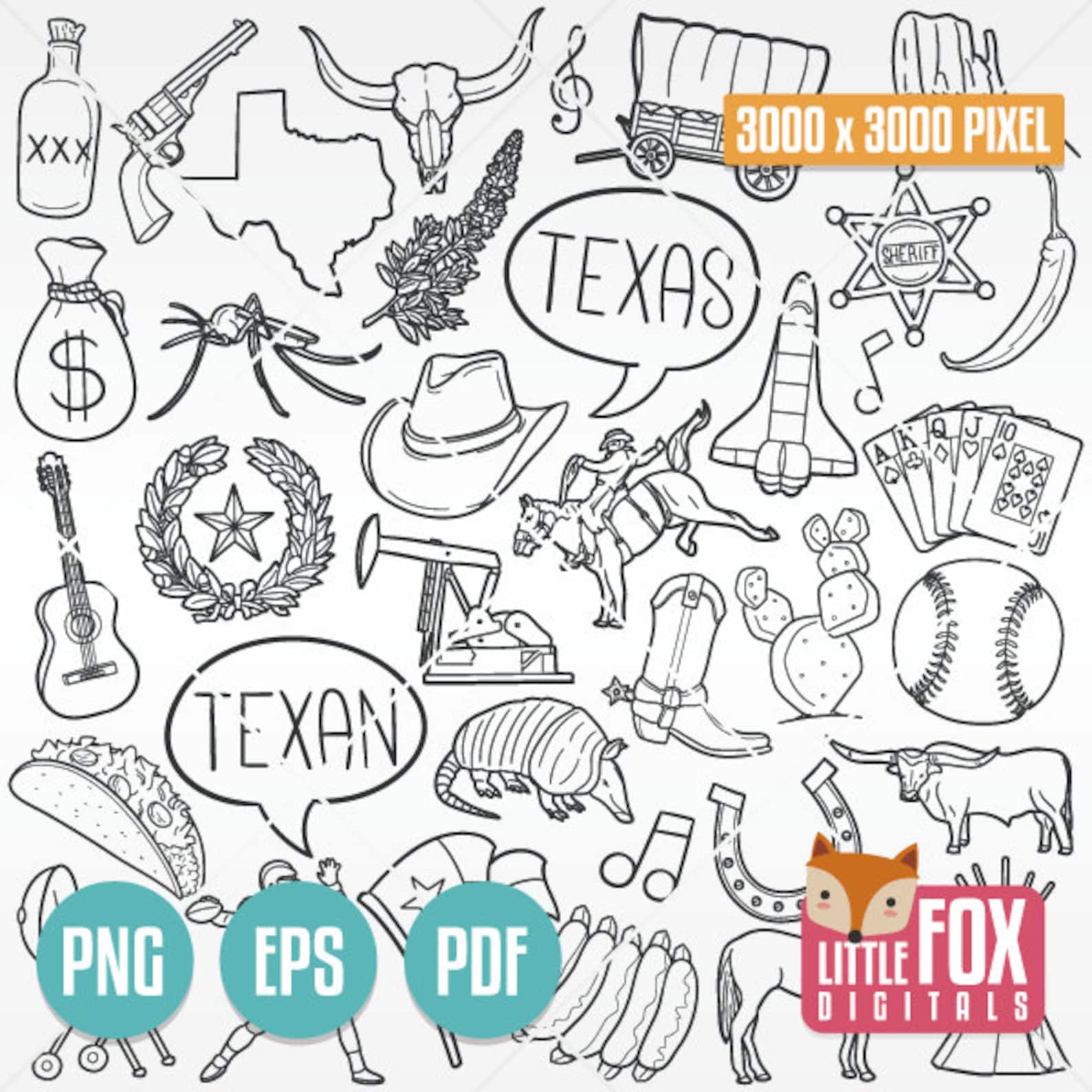 TEXAS, Doodle Icons. United States of America State. Doodle Icons ...
