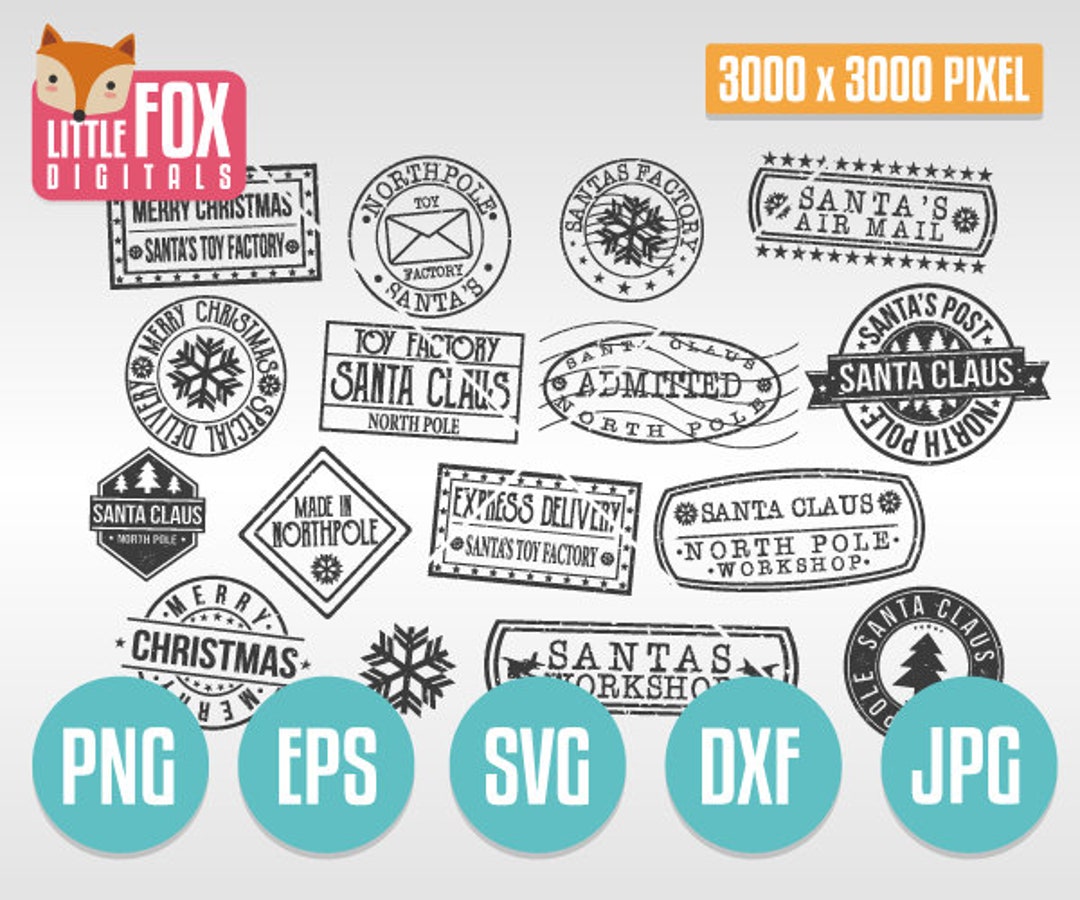 SVG Santa Claus Post Christmas. Sweet Christmas Silhouette. Cut Stamp ...