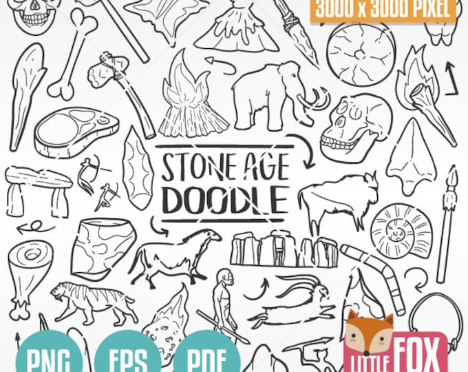 CAVEMAN CLIPART Neanderthal Stone Age Clip Art Printable Cave Man ...