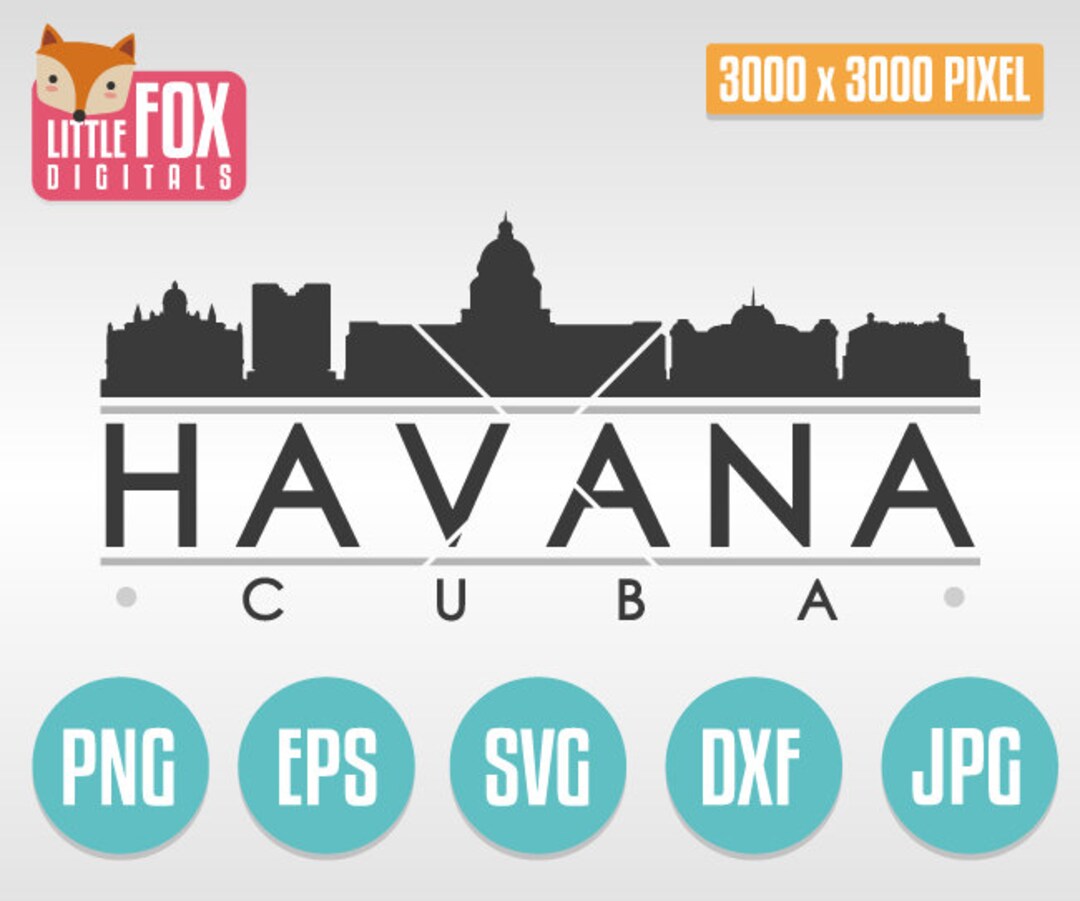 SVG SKYLINE HAVANA. Havana Cuba Island Cut File Skyline City. Havana ...