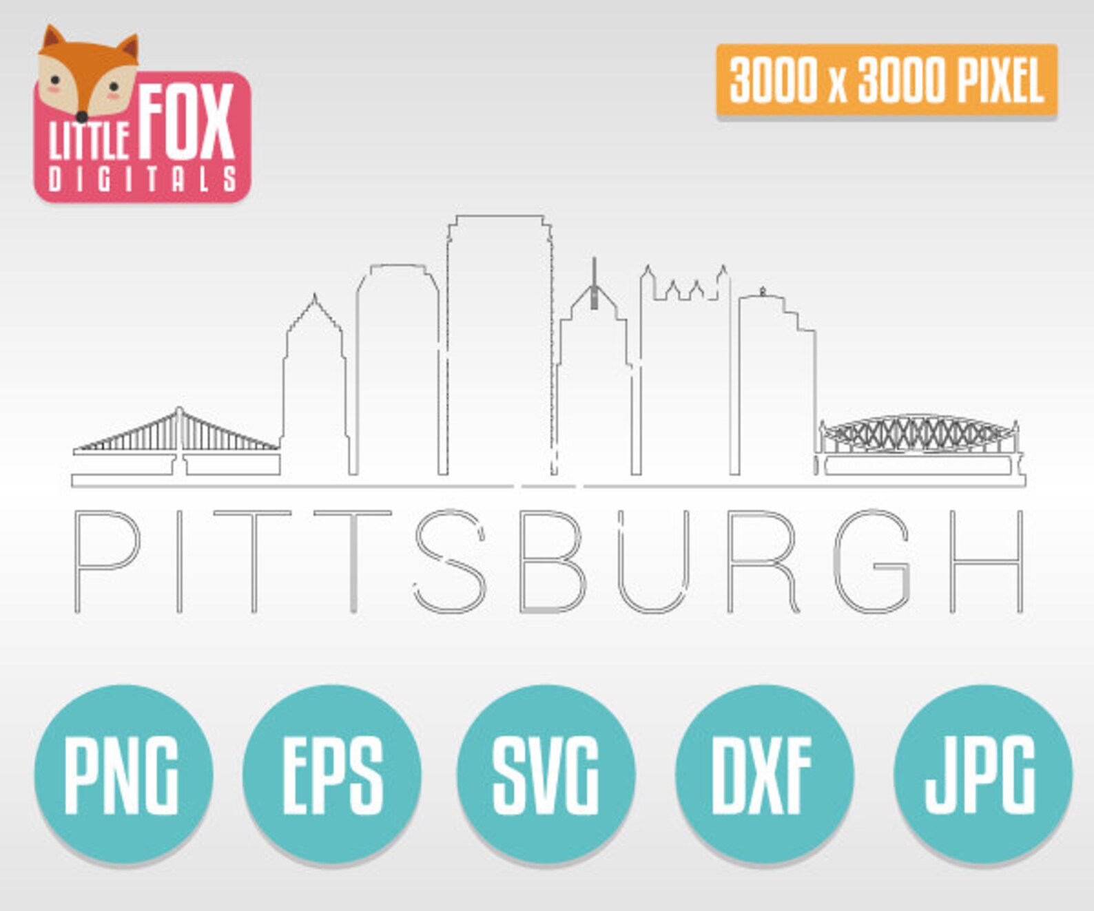 SVG SKYLINE PITTSBURGH. Pittsburgh Pa Cut File Skyline City. - Etsy