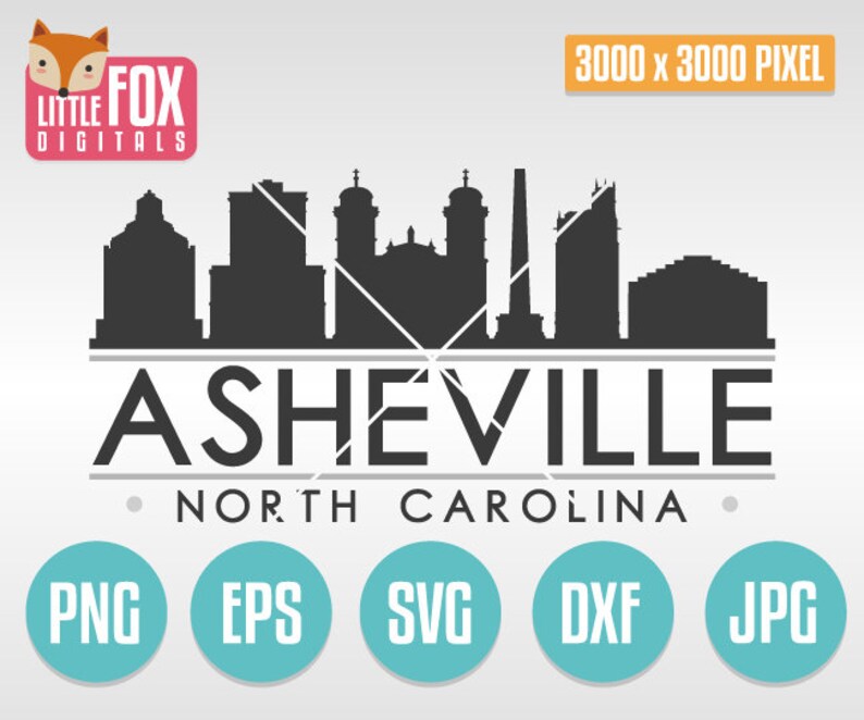 SVG ASHEVILLE Stamps. Svg Cut File North Carolina Skyline | Etsy