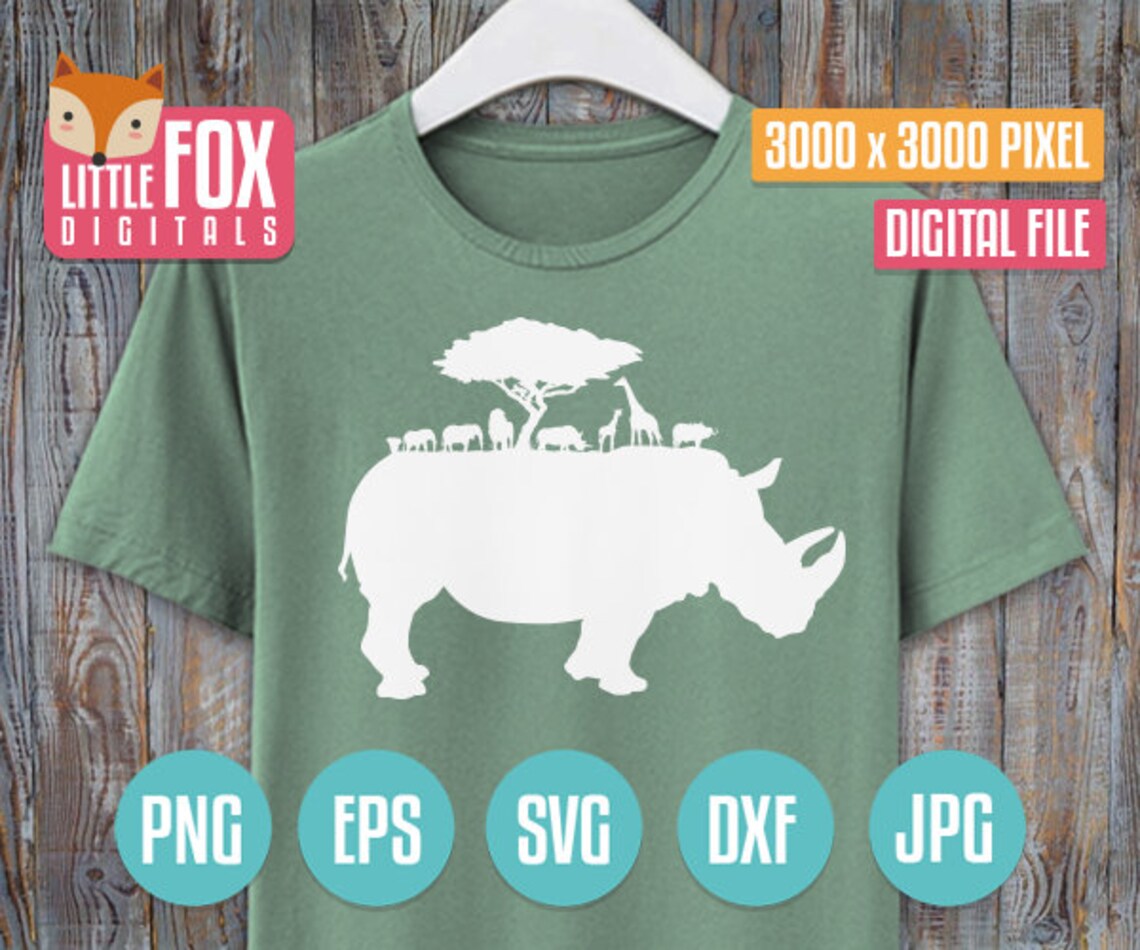 SVG RHINO Safari Africa Animal. Cuttable Design Svg. | Etsy