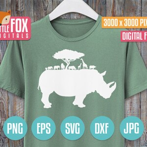 SVG RHINO Safari Africa Animal. Cuttable Design Svg. Silhouette Cameo ...