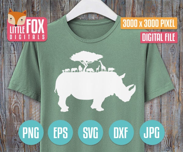 SVG RHINO Safari Africa Animal. Cuttable Design Svg. | Etsy