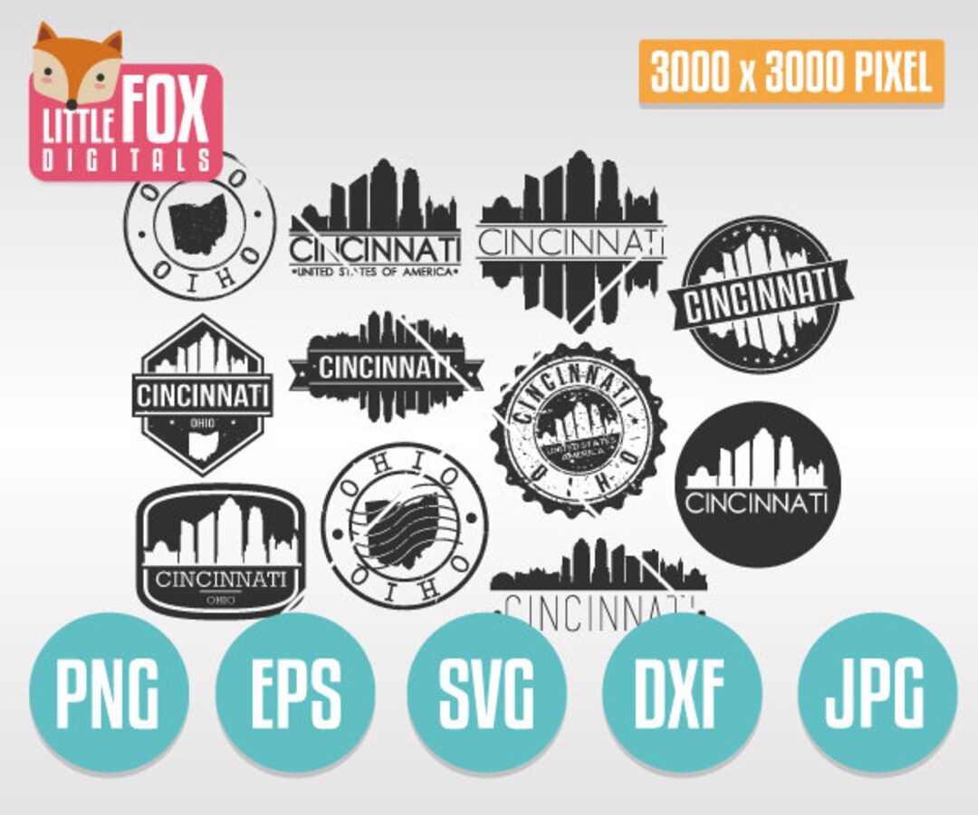 SVG CINCINNATI Stamps. Svg Cut File Ohio. Svg Skyline Cincinnati ...