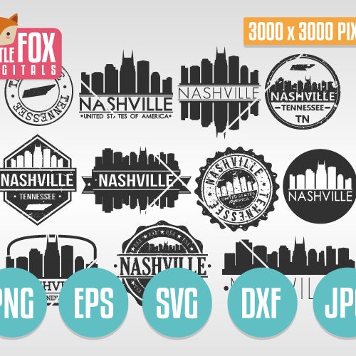 SVG NASHVILLE TN Stamps. Svg Cut File Nashville. Svg Skyline - Etsy