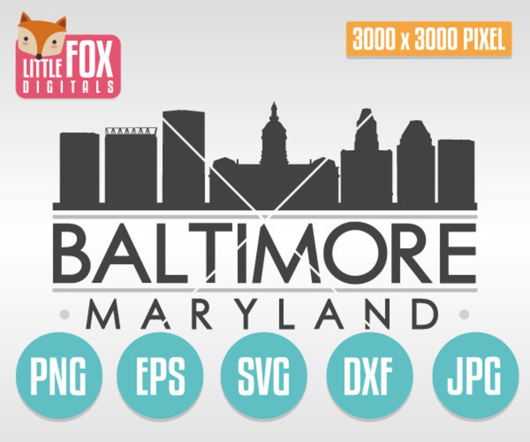 SVG BALTIMORE Stamps. Svg Cut File Maryland. Svg Skyline Baltimore ...