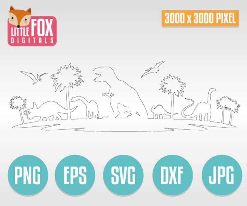 DINOSAURS Scene Cuttable Design Svg. Dino Silhouette Cut File - Etsy