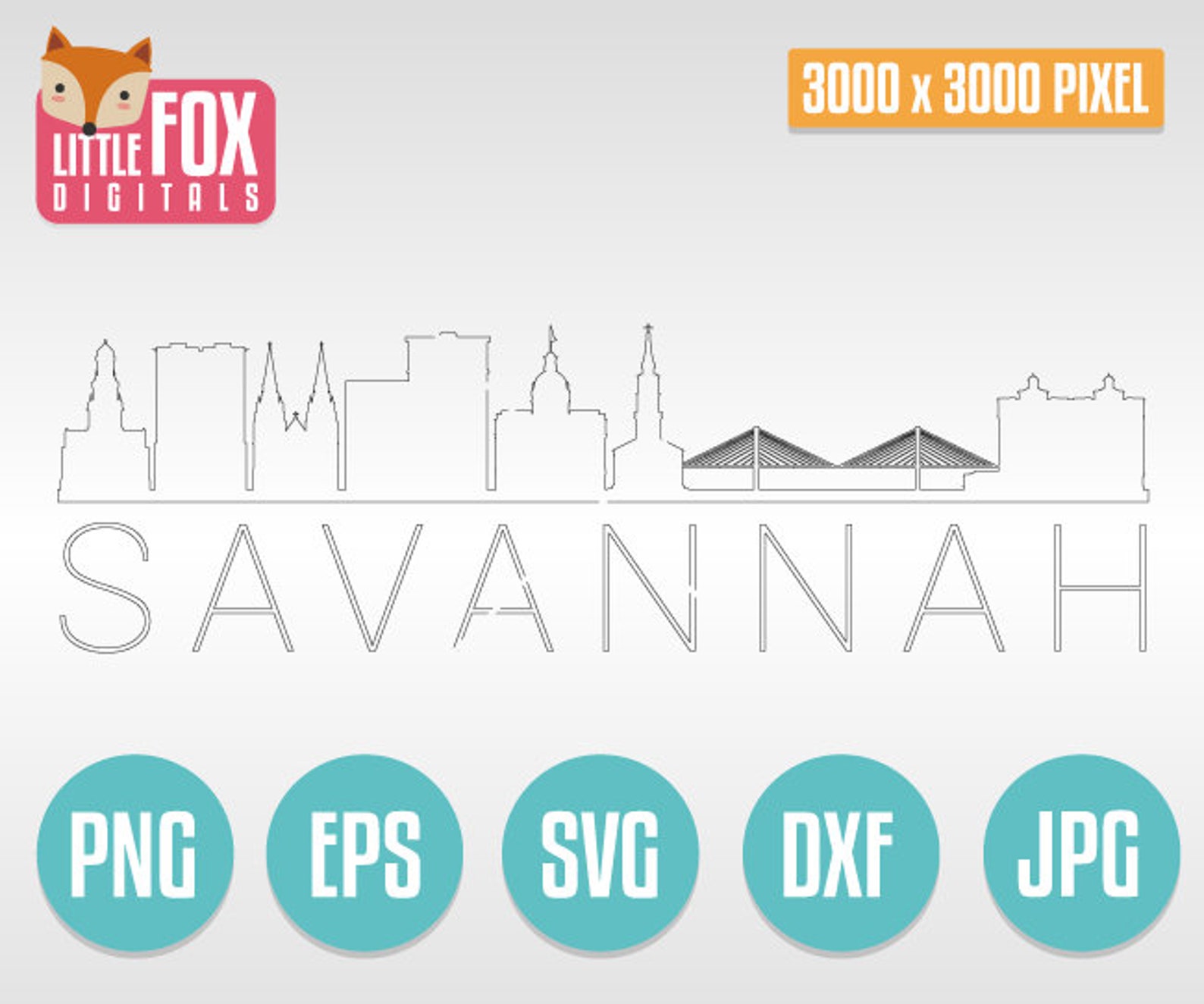 SVG SKYLINE Savannah, Georgia Usa. Savannah Cut File Silhouette City ...