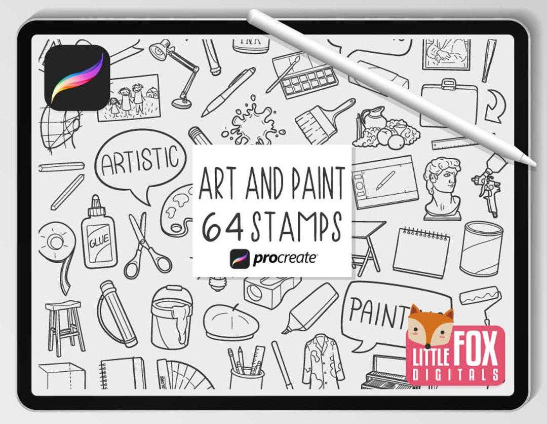 ART PAINT STAMPS, Procreate Brushes, Art Supplies Icons, Artistic ...