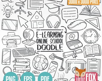 SCHOOL Bundle. Back to School Doodle Icons. Bundle Clip Art Doodle. Set ...