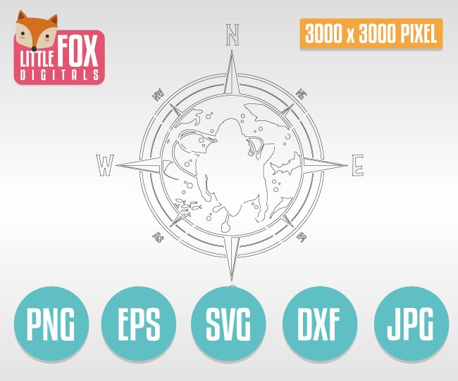 SVG SCUBA COMPASS Adventure. Nautical Compass Design Diver Sea | Etsy