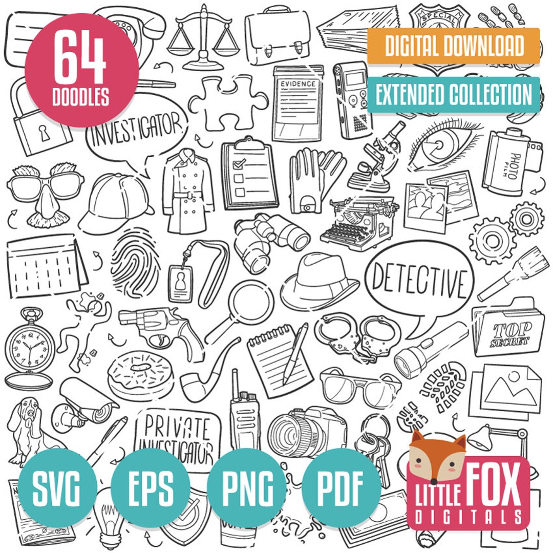 DETECTIVE SVG Doodle Icon Vector. Private Ivestigator Illustration ...