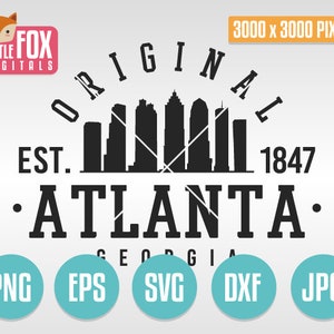 ATLANTA, Georgia Silhouette Vector Skyline. Atlanta City Landmark ...