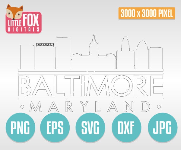 SVG BALTIMORE Stamps. Svg Cut File Maryland. Svg Skyline | Etsy