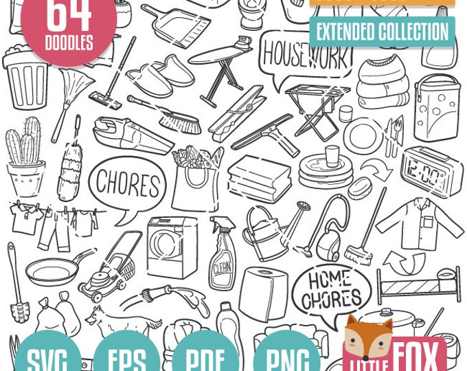Kids Chores Icons Set - Daily Tasks, Organizer Clipart, Chore Chart ...