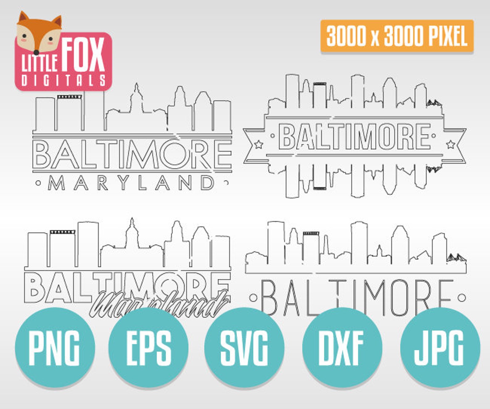 SVG BALTIMORE Usa. Super Pack Baltimore Skyline. Silhouette - Etsy