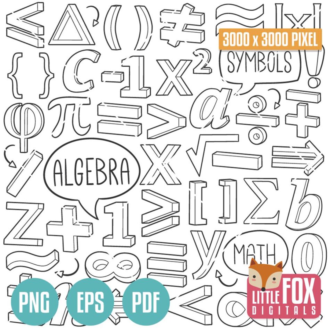 ALGEBRA, Doodle Vector Icons. Math Subject School Symbols Doodle Icons ...