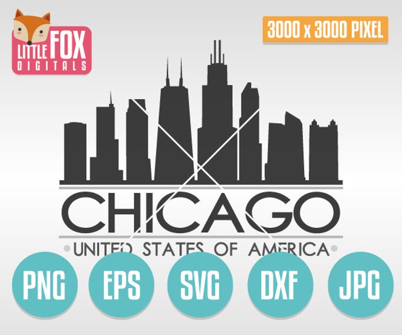 SVG CHICAGO Stamps. Svg Cut File Chicago. Svg Skyline Chicago. - Etsy