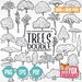TREES Clip Art, Nature Woodland Doodle Icons Clipart Scrapbook Set ...