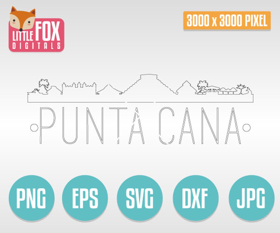 SVG Vector PUNTA CANA Dominican. Beach Svg Skyline. Svg Cut File Clip ...