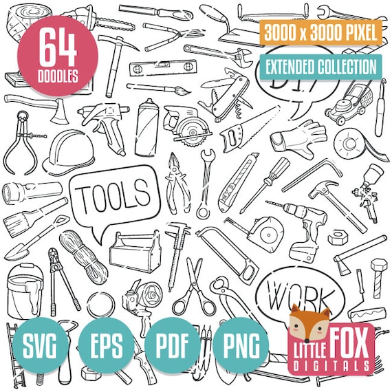 TOOLS SVG Brico Home Repair DIY Icon Clipart. Traditional | Etsy