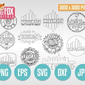 SVG CLEVELAND Stamps. Svg Cut File Ohio. Svg Skyline Cleveland ...