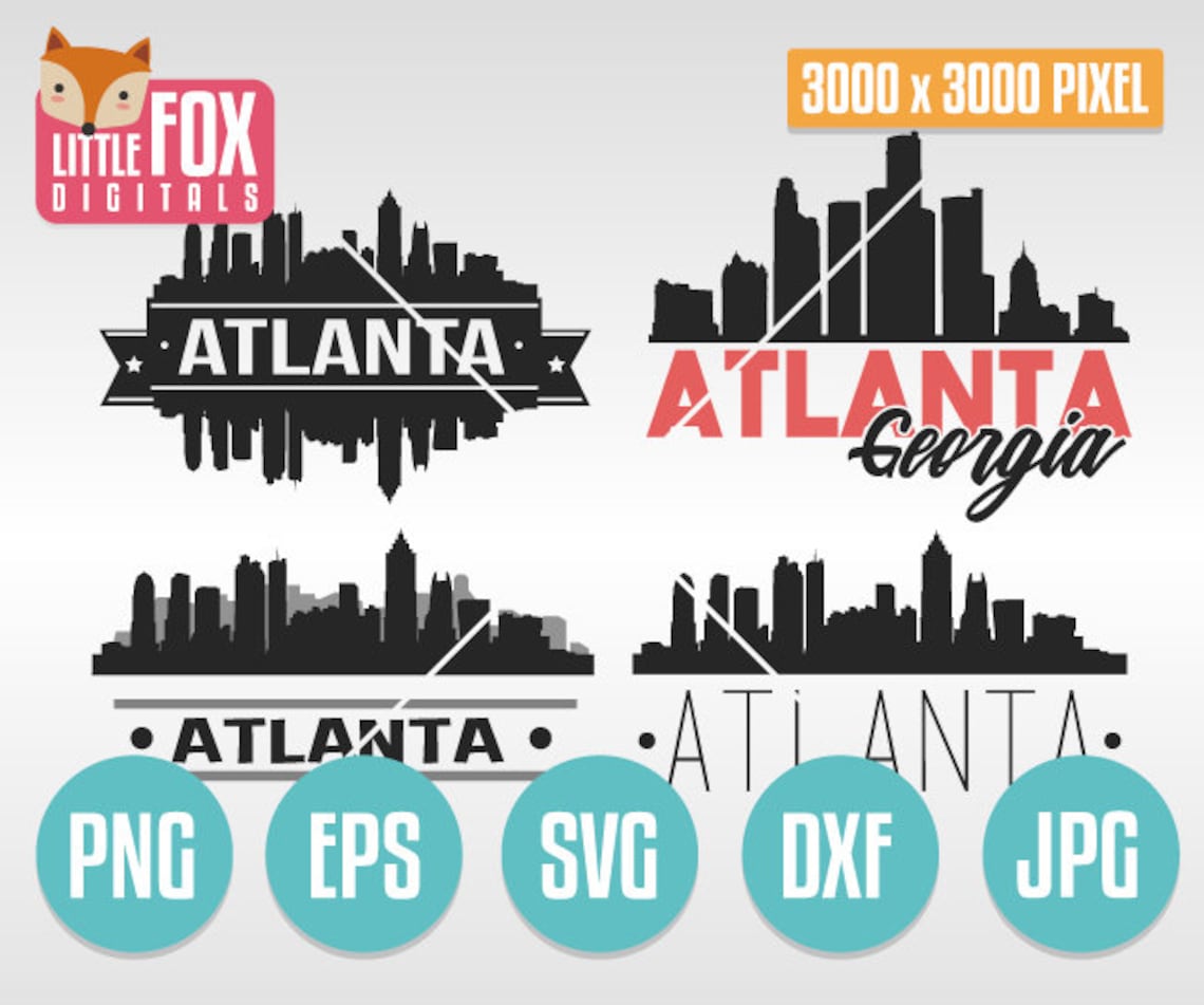 SVG ATLANTA Usa. Super Pack. Atlanta Skyline Dxf. City - Etsy