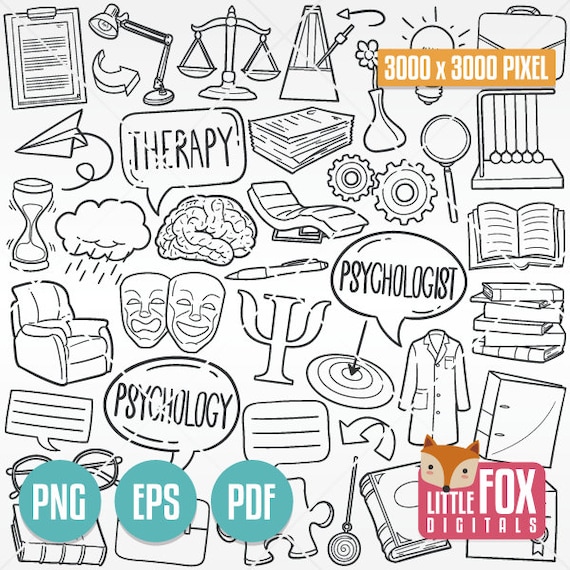 PSYCHOLOGY Doodle Vector Icons. Psychologyst Therapy Study - Etsy