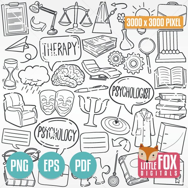PSYCHOLOGY Doodle Vector Icons. Psychologyst Therapy Study - Etsy