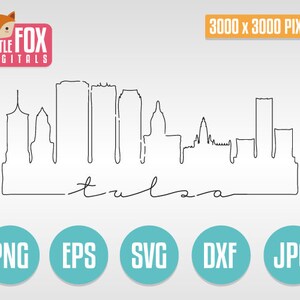 SVG Skyline TULSA OKLAHOMA. Skyline City Doodle One Line. Tulsa Linear ...