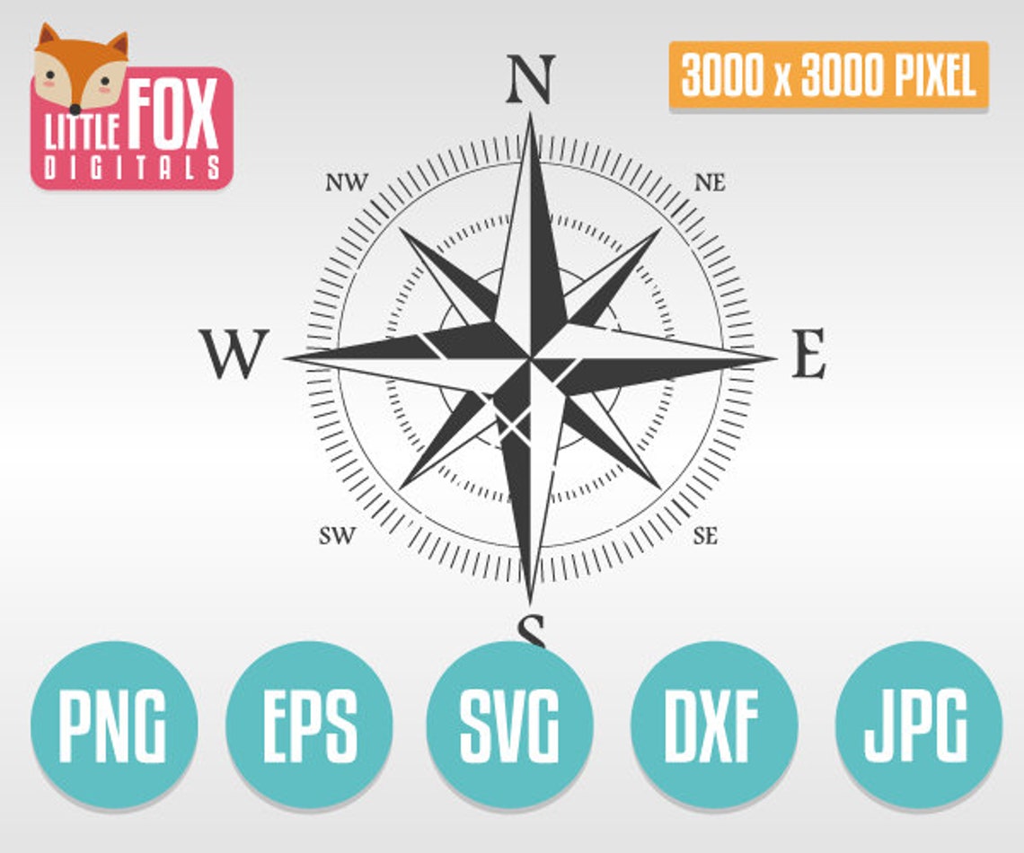 COMPASS STAR SVG. Compass Rose Star Wind. Compass Silhouette - Etsy