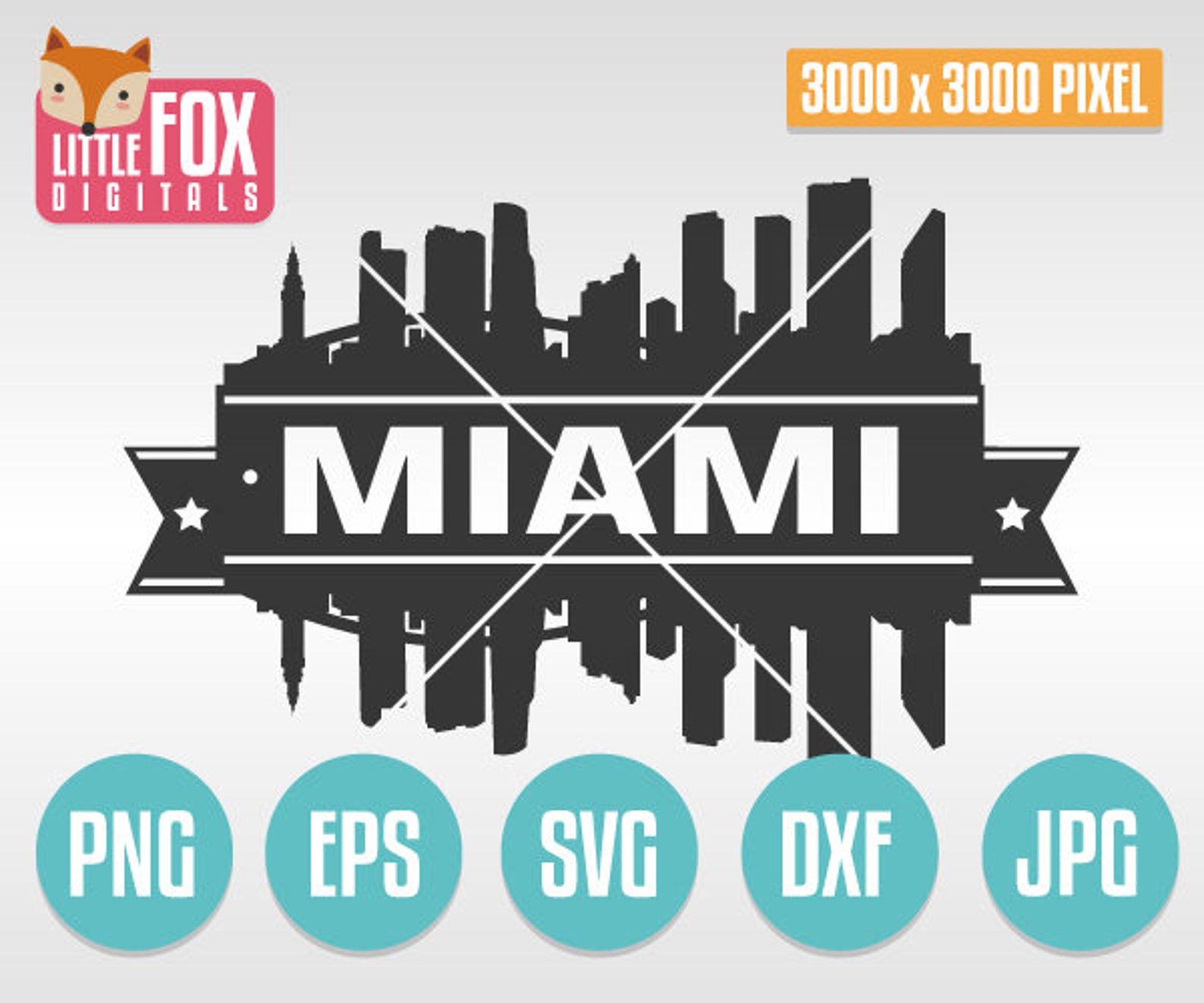 SVG Vector MIAMI Florida. Miami Svg Skyline. Miami Svg Cut | Etsy
