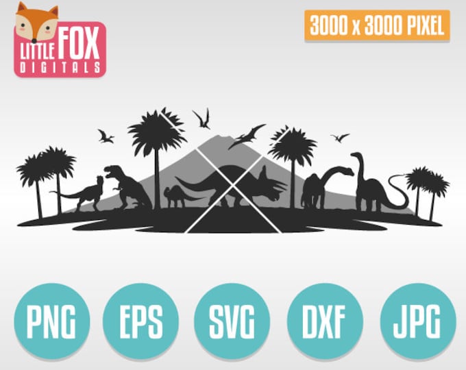 SVG Dinosaurs Scene. Cuttable Design Svg. Silhouette Cameo. - Etsy