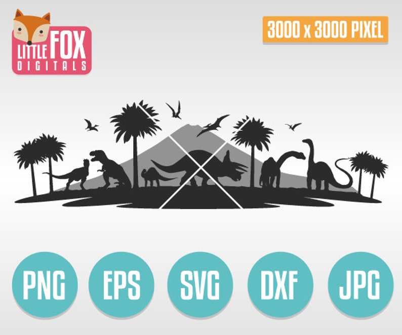 SVG Dinosaurs Scene. Cuttable Design Svg. Silhouette Cameo. - Etsy