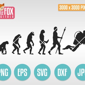 EVOLUTION of HUMAN Scuba. Cuttable Design Svg. Silhouette File Cut ...