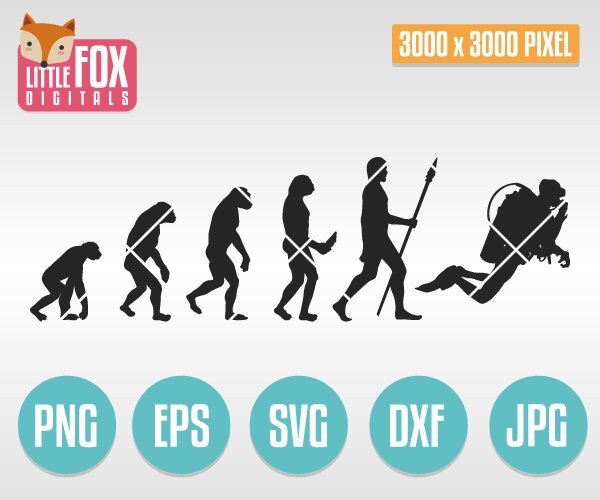 EVOLUTION of HUMAN Scuba. Cuttable Design Svg. Silhouette File - Etsy